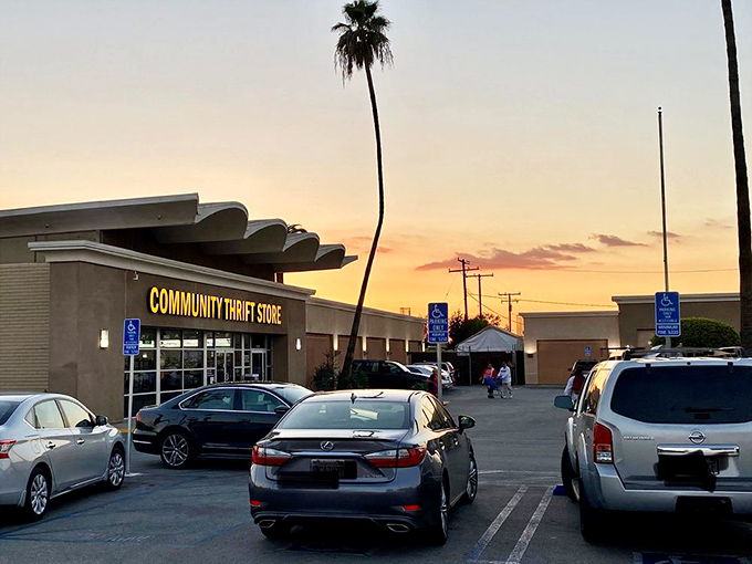 Golden hour at the bargain hunter's paradise. Even California sunsets seem to pause to admire this temple of second chances.