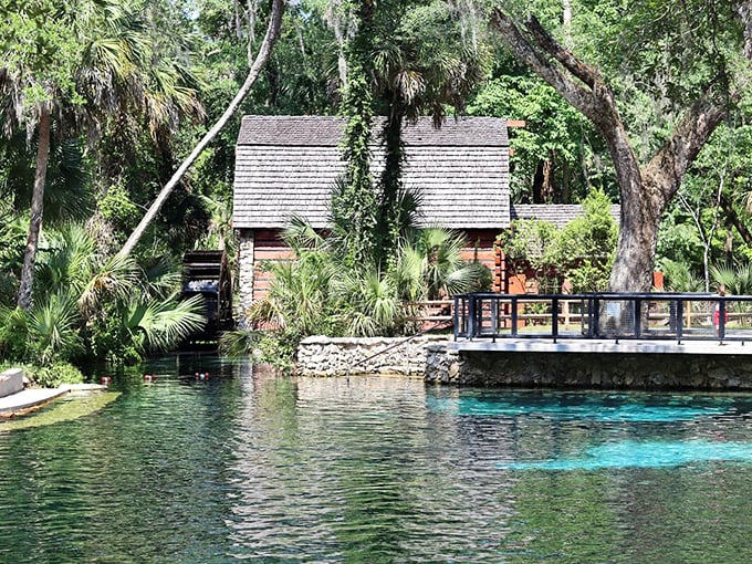 The historic mill house stands sentinel over waters so clear you'll wonder if someone forgot to add the "water" part to this natural swimming pool.