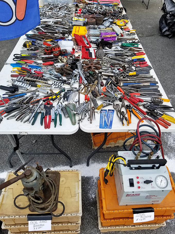 Tool paradise or hardware store explosion? Either way, this table holds solutions to problems you didn't even know you had.