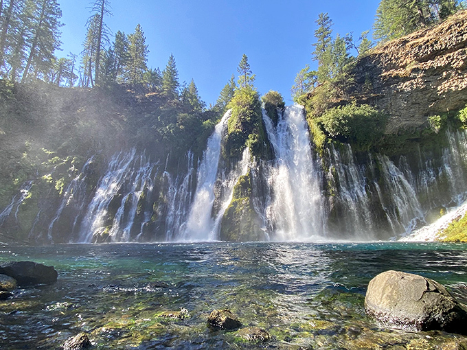 Up close, the falls reveal their secret &ndash; hundreds of springs emerging directly from the cliff face, like Mother Nature decided one waterfall wasn't showing off enough.