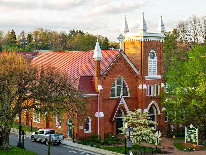 Abingdon's brick church stands like a sentinel of time, its red walls and white trim a postcard from Virginia's past.