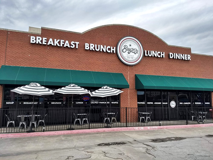 Bay34th Street Diner proves that sometimes the best food comes with zero pretension. That sign promises breakfast all day, and they deliver.