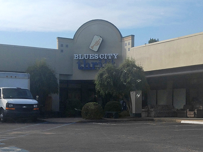 Blues City Thrift's elegant storefront promises Memphis-sized bargains behind those welcoming doors.