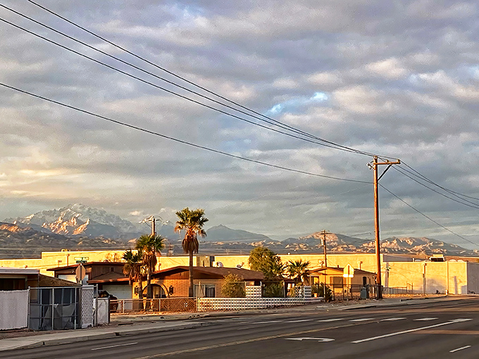 Bullhead City's stunning mountain backdrop frames modest homes where retirees stretch their dollars under Arizona's endless blue skies.