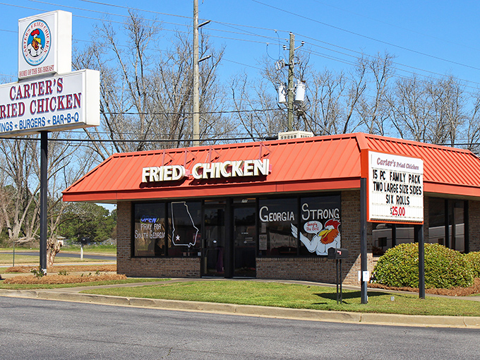 Sometimes the best treasures come in simple packages &ndash; this orange roof shelters some serious fried chicken wisdom.