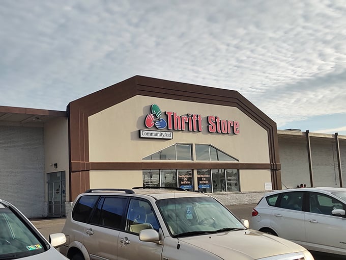 Community Thrift's welcoming facade promises adventures in bargain hunting that could fill an entire afternoon.