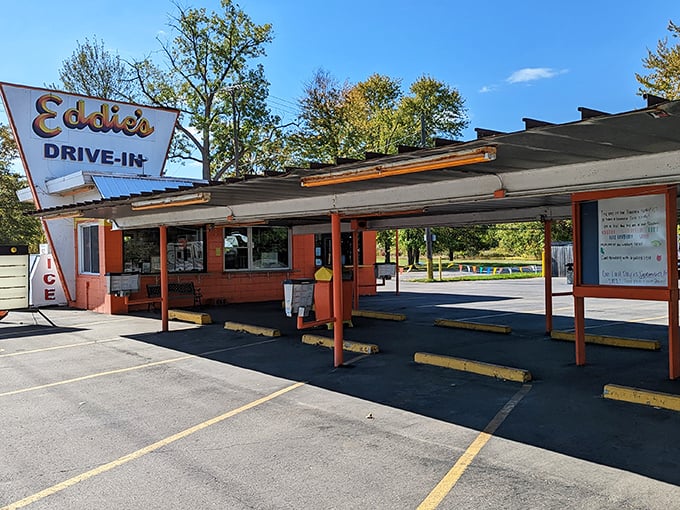 Eddie's orange glow cuts through the evening like a warm hug for your hungry soul.