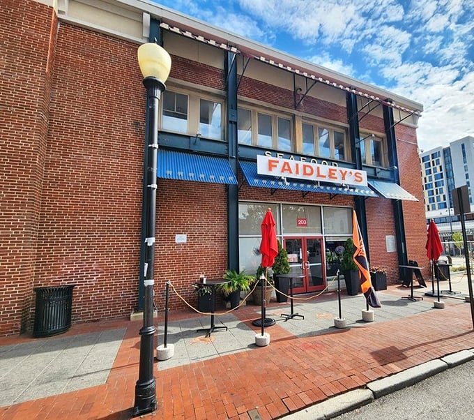 Faidley's brick facade hides Baltimore's worst-kept seafood secret. No white tablecloths needed when the crab cakes are this legendary.