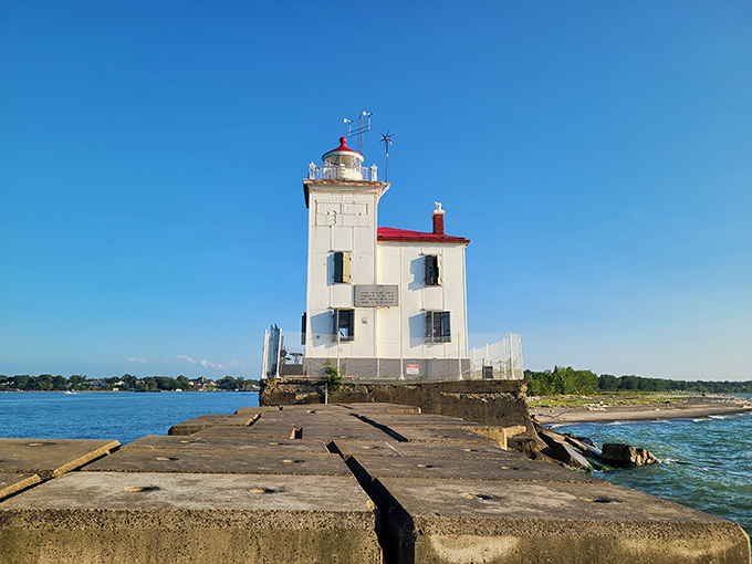 This charming "house on the water" proves lighthouses don't need to be tall to be magnificent. Pure Lake Erie magic!