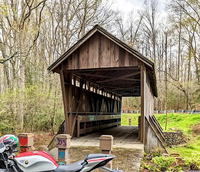 This charming wooden tunnel invites explorers and dreamers alike. Motorcycle enthusiasts, your Instagram moment awaits!