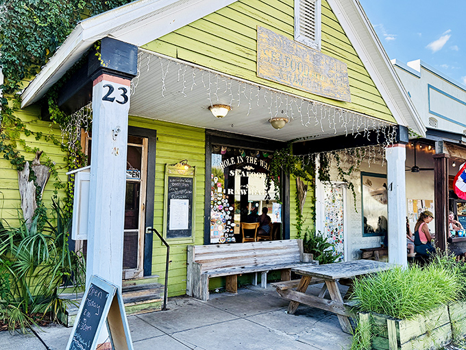 That lime green cottage isn't playing hide-and-seek&mdash;it's just confident its grouper sandwich will make you forget about the modest digs.