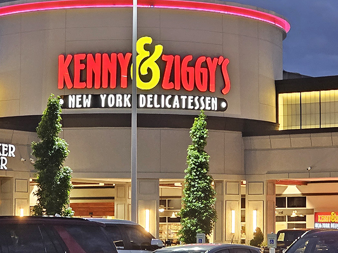 Kenny & Ziggy's bold signage announces itself with New York confidence. Like finding Manhattan sandwiched between Texas highways. 