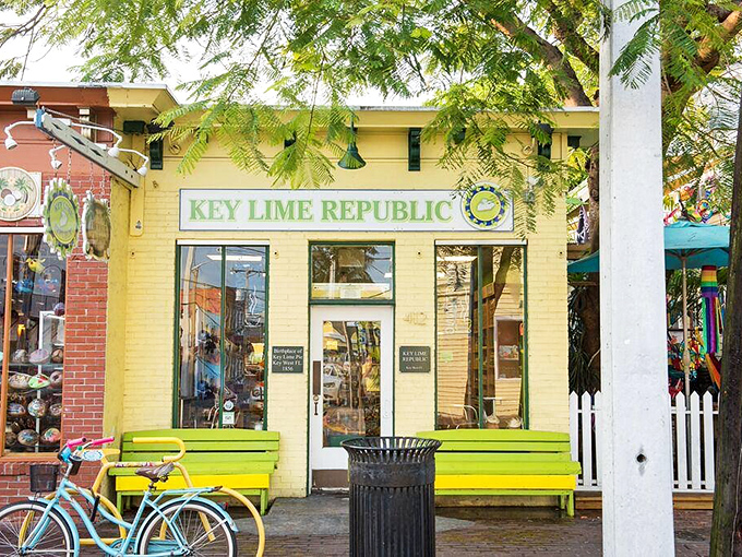 Key Lime Republic's cheerful yellow facade and lime-green benches are the perfect prelude to citrus paradise.