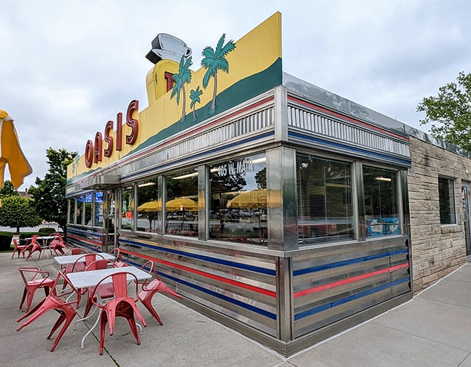 Oasis Diner gleams like a chrome-plated dream, its retro architecture a love letter to the days when diners were America's living rooms.