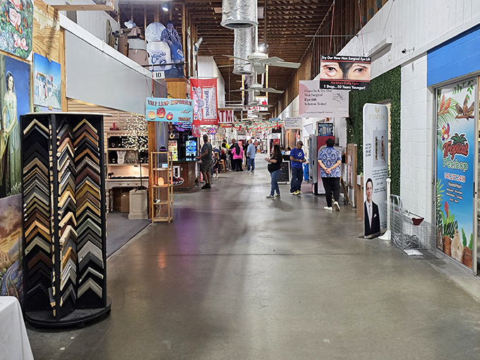 Retail therapy, flea market style! Red Barn's indoor walkways offer a climate-controlled treasure hunt where one person's castoffs become another's prized possessions.