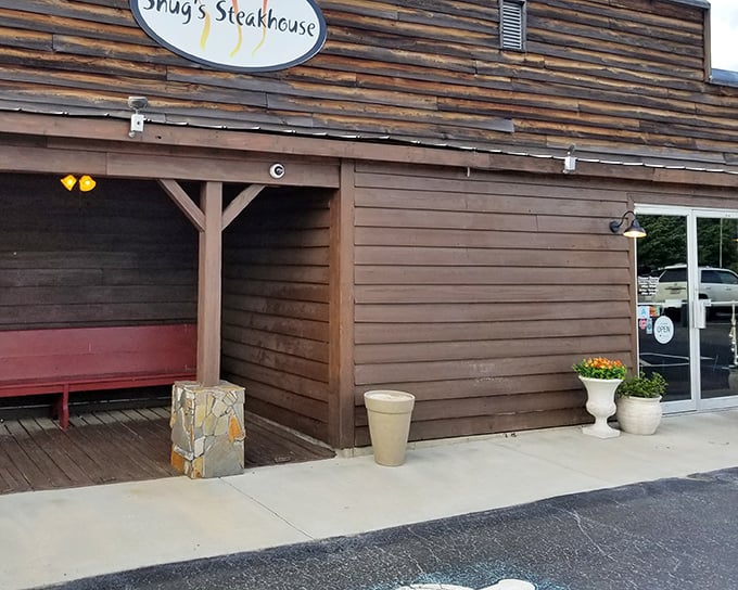 This rustic wooden facade feels like stepping into a Western movie. John Wayne would approve of both the ambiance and the ribeye.