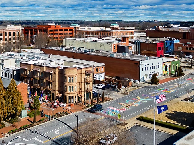 Downtown Spartanburg's revitalized streetscape isn't rushing anywhere&mdash;brick buildings and colorful storefronts invite you to stroll rather than sprint through life.