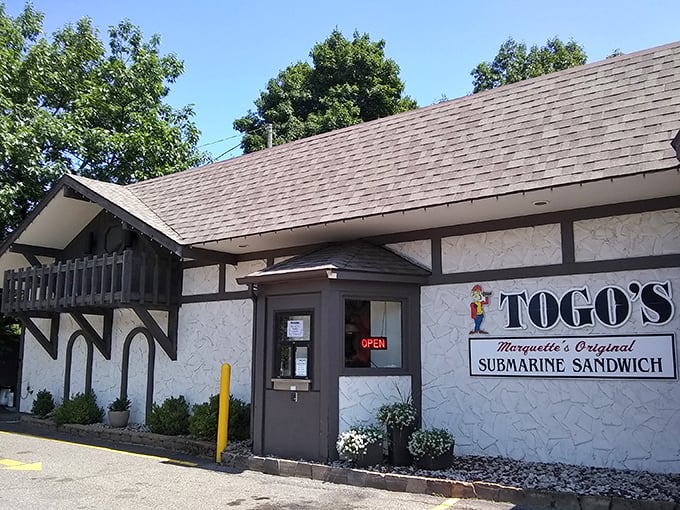 This Tudor-style building has weathered decades while serving up submarine sandwiches that define Upper Peninsula comfort.