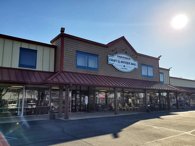 Town Peddler's welcoming entrance promises adventures in antiquing. Like a mullet, it's business in the front with a party of treasures waiting inside.
