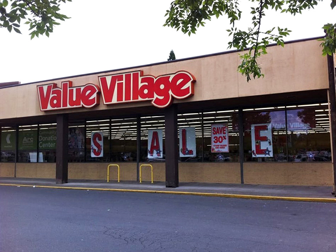 The parking lot might be full, but inside Value Village is even fuller - with endless racks of potential wardrobe transformations.