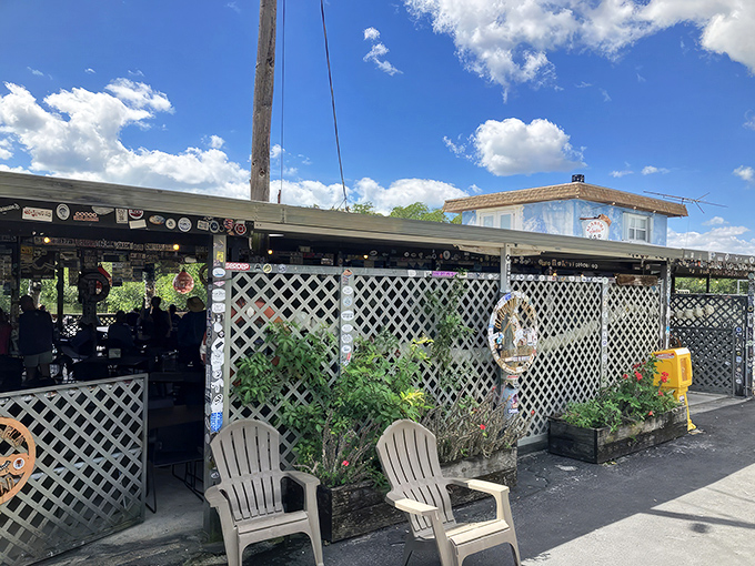 Plastic chairs never looked so inviting. Alabama Jacks' outdoor seating area is where time slows down and seafood stories get better with each telling.