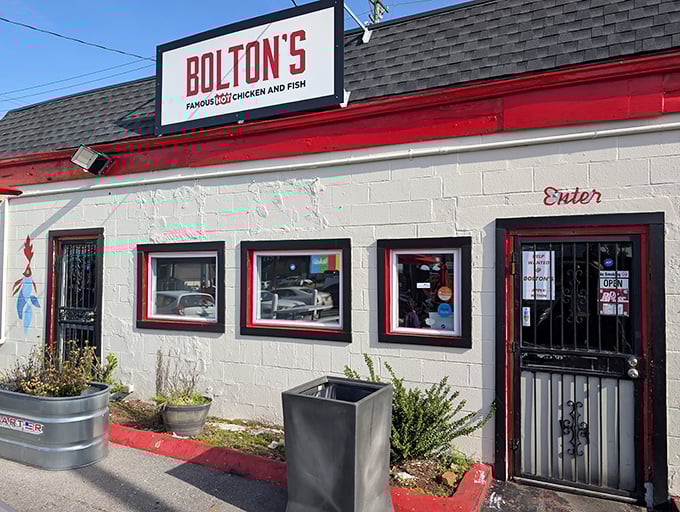 The "Enter" sign at Bolton's might as well say "Prepare for Delicious Pain." This humble spot delivers serious heat with no apologies.