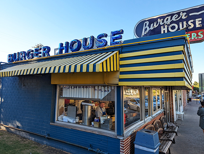 Burger House: Where college memories are made one thin, perfectly griddled patty at a time. Those windows have witnessed countless first dates.