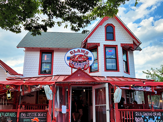 At Claws, that iconic red crab sign isn't just decoration&mdash;it's a promise of the crustacean celebration waiting inside.