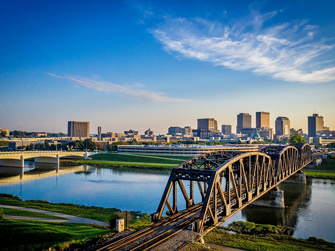 That railroad bridge isn't just crossing Dayton's river&mdash;it's connecting chapters of Ohio history with a view worth stopping for.