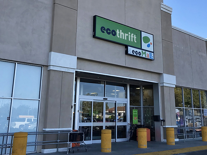 The gateway to secondhand paradise. Eco Thrift's entrance has witnessed countless hopeful treasure hunters embarking on their quests.