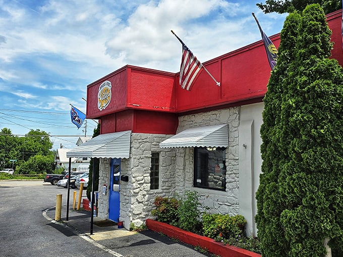 American flag flying proudly, Gabby's looks like it was plucked from a Norman Rockwell painting. Simple on the outside, revolutionary on the inside.