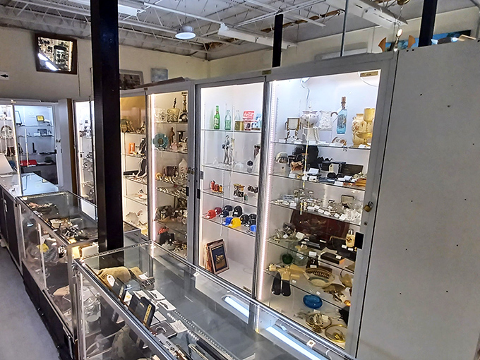 Display cases that sparkle like jewelry boxes, holding memories waiting to be rediscovered and given new homes.