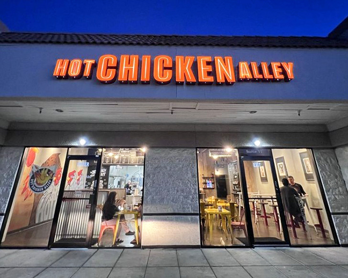 That neon glow isn't just for show - it's a beacon calling all spice lovers to chicken nirvana. 