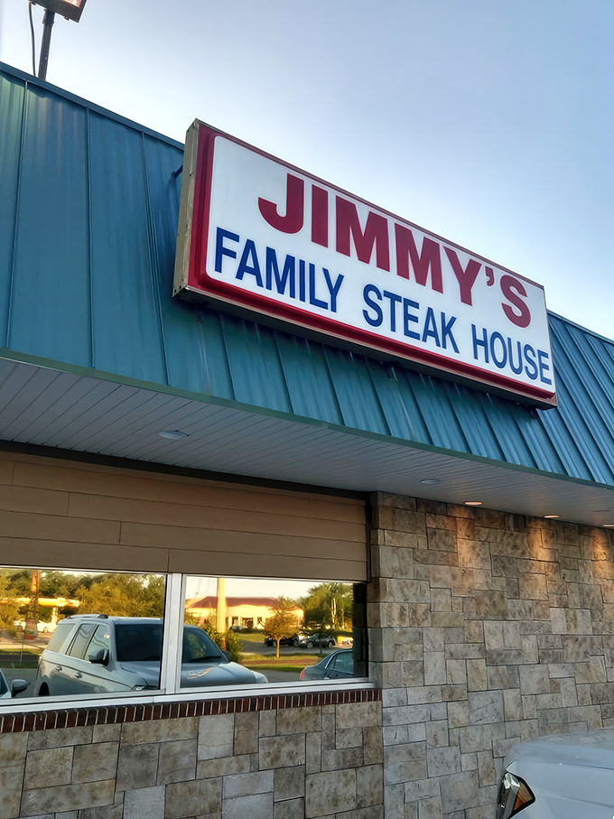 The bold red lettering of Jimmy's sign cuts right to the chase &ndash; this is a family steak house where meat is the star.