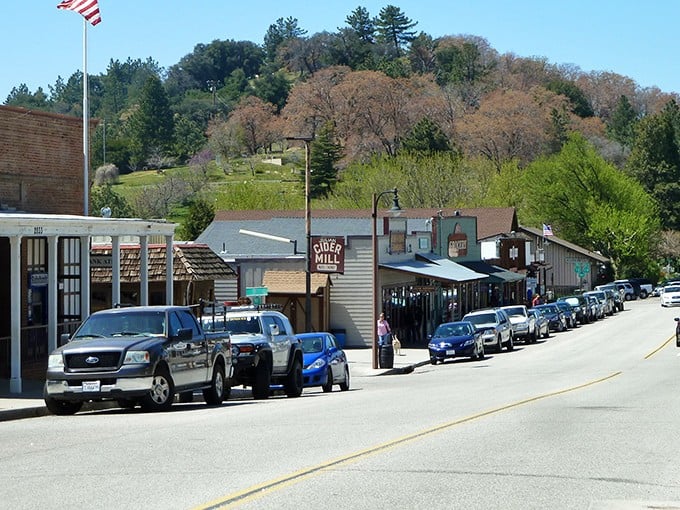 The hills behind Julian's main street remind you this mountain town has been a cool escape for generations.
