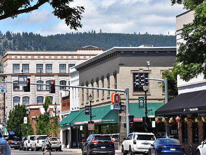 Brick buildings and blue skies create La Grande's inviting downtown, where your retirement dollars stretch like the horizon.