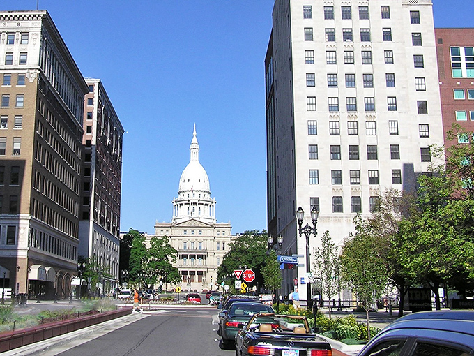 Looking down Michigan Avenue toward Lansing's Capitol building offers a view that would make any civics teacher swoon.