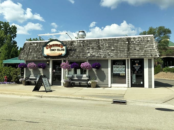 Flower baskets and stone facade? This coney island hideaway proves delicious dogs can come in picturesque packages.