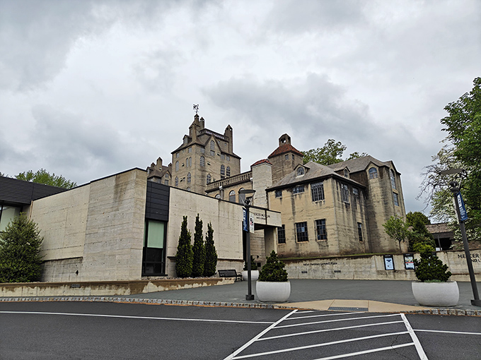 Concrete fantasy or historical fortress? The Mercer Museum's imposing facade hints at the 40,000 artifacts waiting within its walls.