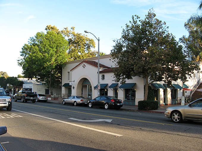 White-washed buildings gleam against blue skies in Ojai's charming center, where stress melts away faster than ice cream on a summer day.