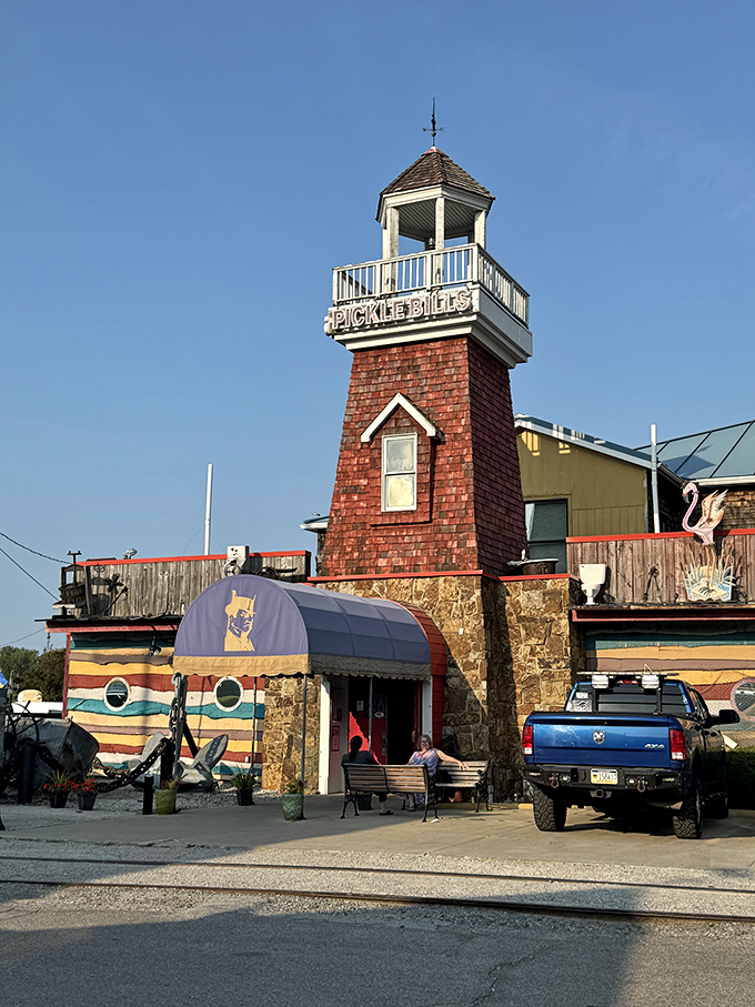 Whoever said you need an ocean for great seafood hasn't cracked into Pickle Bill's legendary crab legs under that charming lighthouse tower.