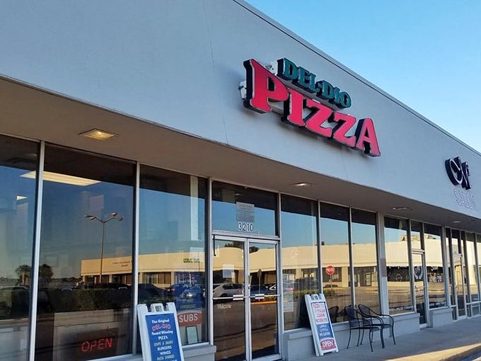 Del-Dio's unassuming storefront hides pizza treasures within. Sometimes the best flavors come from the places you'd drive right past.