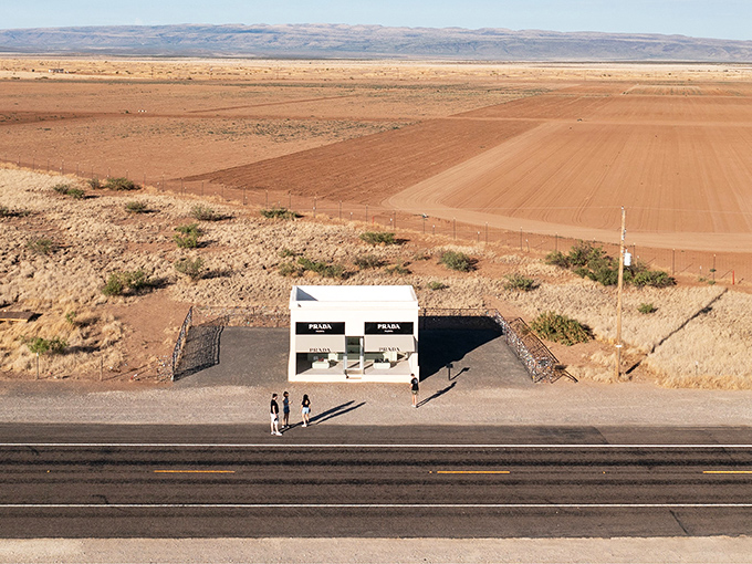 No shoppers, no problem. This art installation proves luxury retail can survive anywhere—even in the barren Texas desert.