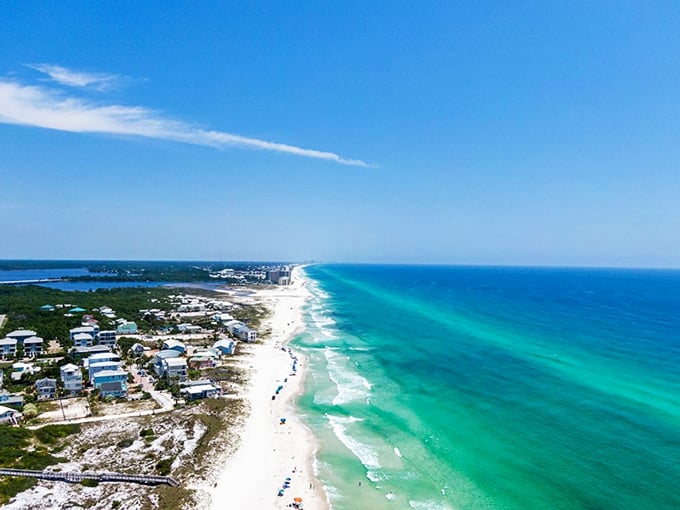 The perfect grid of Rosemary Beach seen from above. Proof that paradise can be perfectly planned.