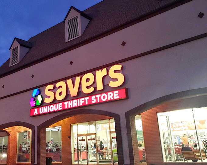 Evening shopping at Savers takes on a magical quality when those illuminated letters guide you to thrifting nirvana.