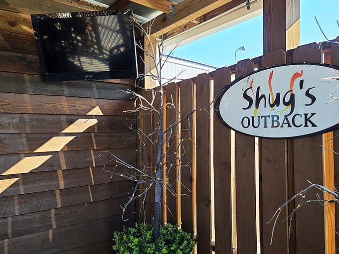 Shug's Outback offers the perfect spot for enjoying those mild Carolina evenings. Steak under the stars? Yes, please!