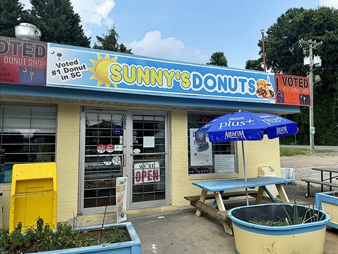 That cheerful yellow exterior practically radiates sunshine &ndash; and probably amazing glazed donuts too. 