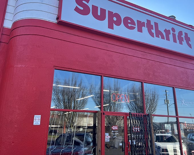 The bright red SuperThrift building isn't subtle about its mission&mdash;it practically shouts "Come find your next favorite thing!"