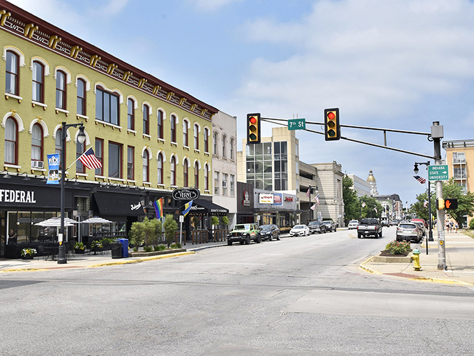 Classic storefronts along Terre Haute's main street offer shopping without the big-city price shock. 