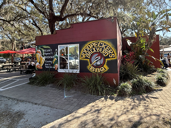Woodpecker's colorful mural and outdoor seating practically scream "slow down and stay awhile" &ndash; Florida barbecue at its most inviting.
